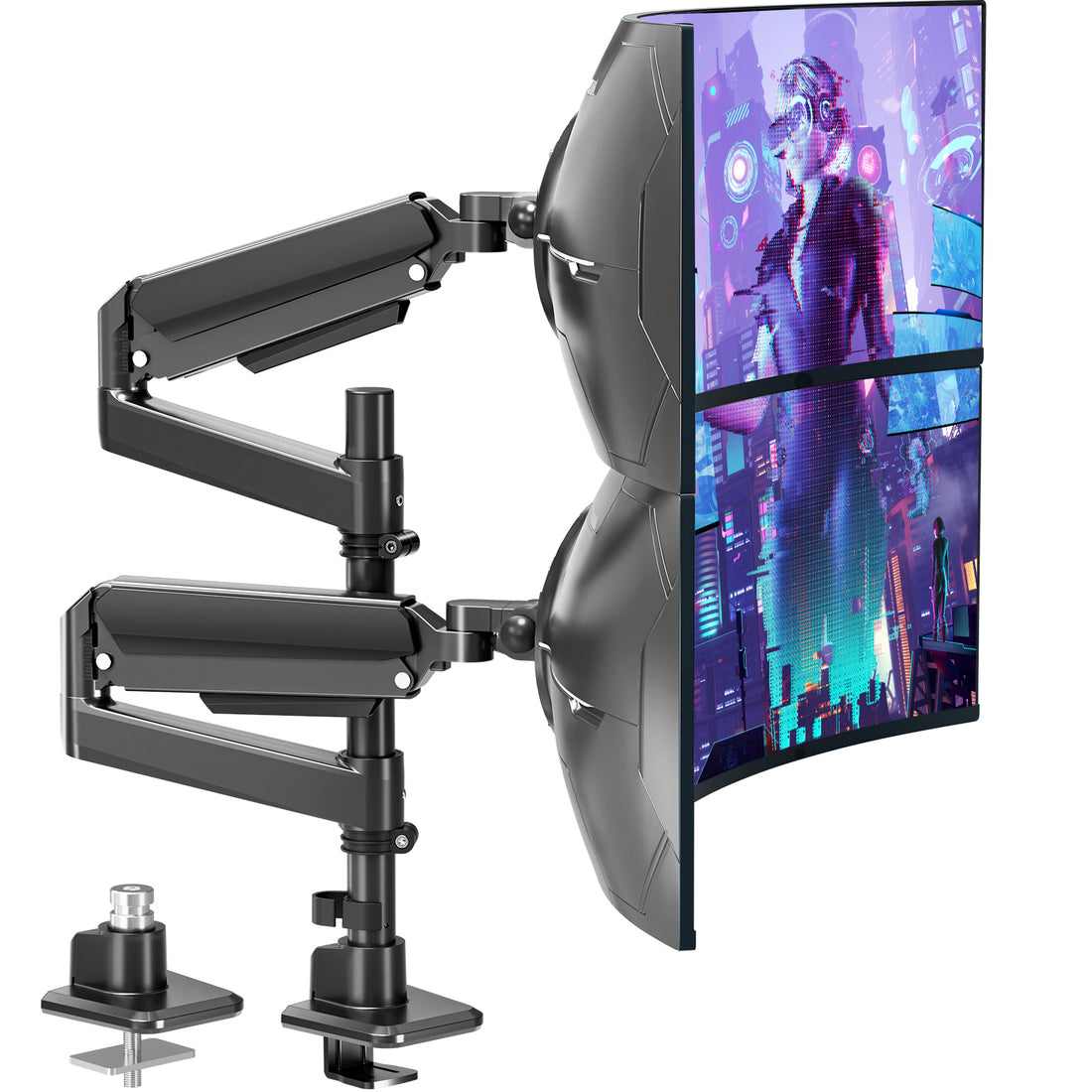 MOUNTUP Dual Monitor Stand for 49'' Curved Screen Stacking, Heavy Duty