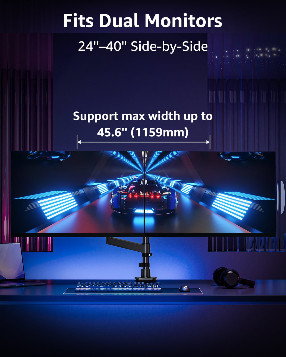 MOUNTUP Dual Monitor Stand for 49'' Curved Screen Stacking, Heavy Duty