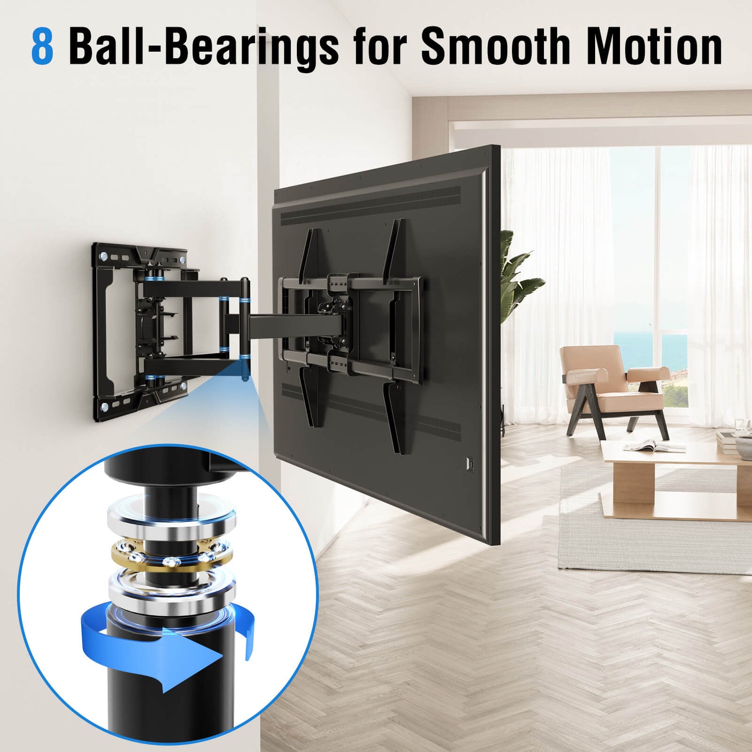 Full Motion TV Wall Mount For 37-82 inch TVs - MOUNTUP