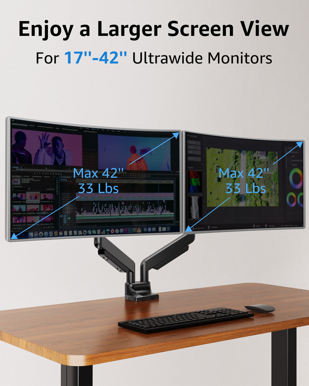 Dual Monitor Ultrawide Desk Mount for 17"-42'' Monitors MU7012 – MOUNTUP