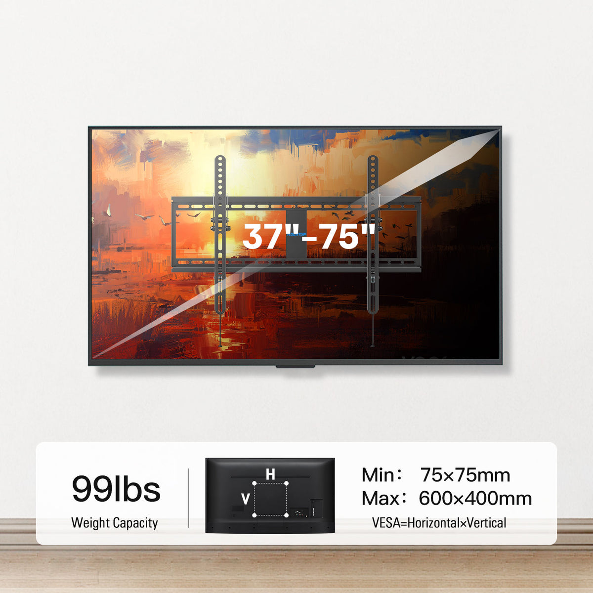 Tilting TV Wall Mount for 37-75 inch TVs - MOUNTUP