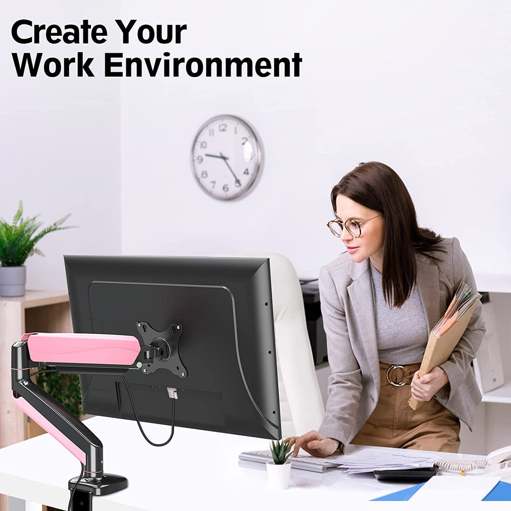 Pink Monitor Stand for Single Monitor Mount Desk - MOUNTUP
