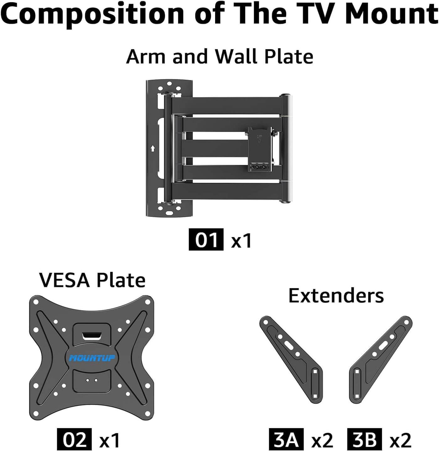 Corner TV Wall Mount For 26"-55" TVs - MOUNTUP