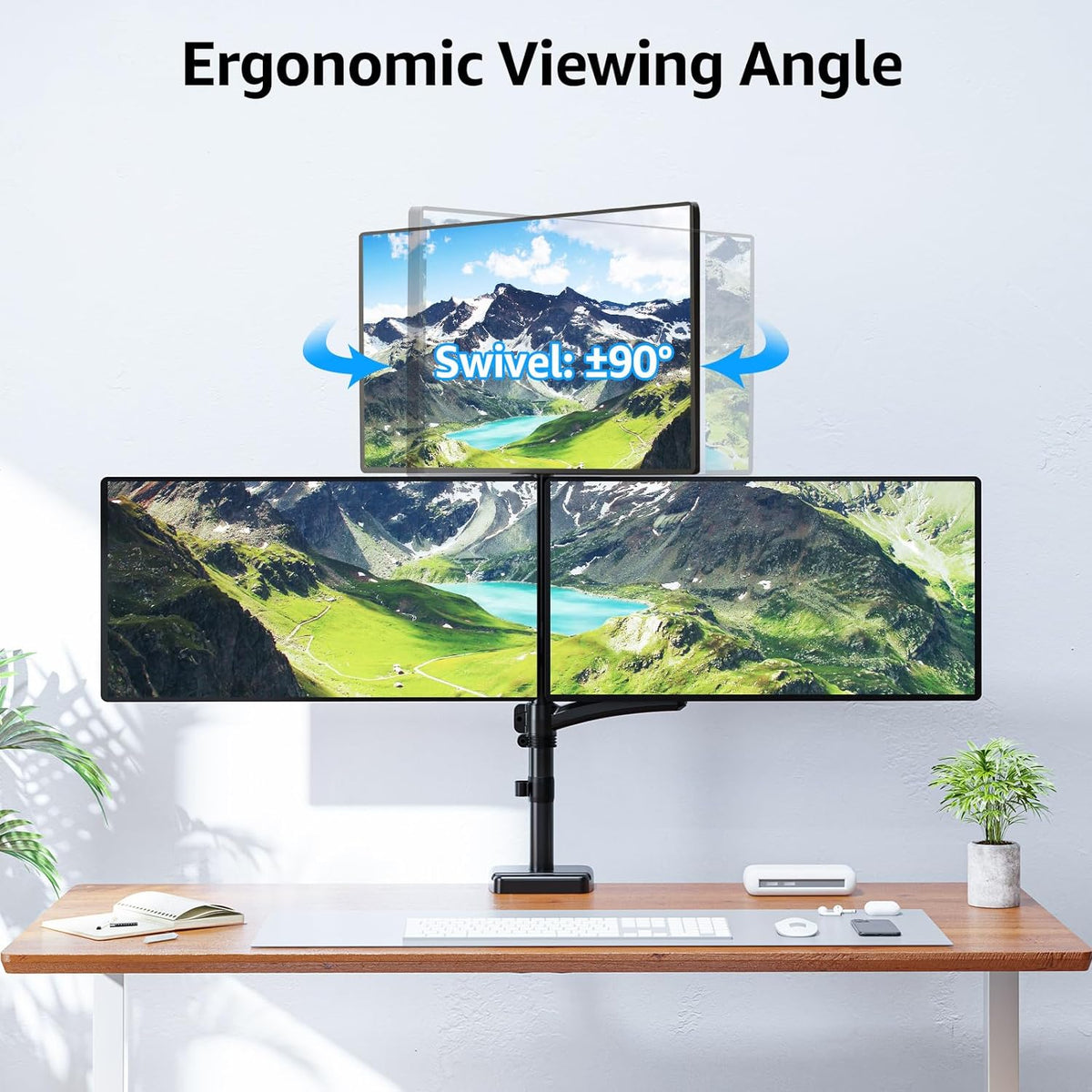 Full Motion Triple Monitor Desk Mount for Max 32'' Monitors MU6013A ...