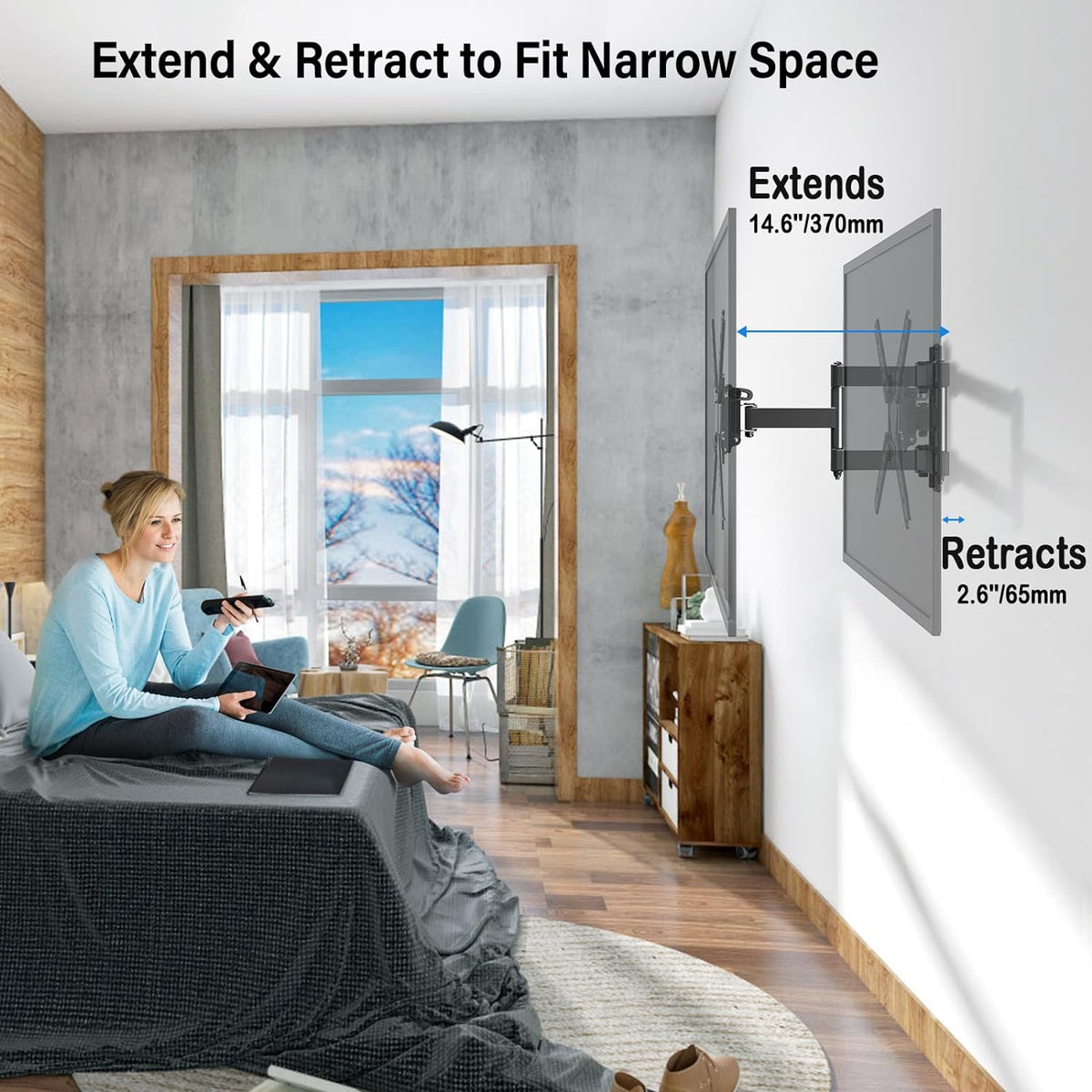 Full Motion TV Wall Mount for 26''-50" TVs MU0018 – MOUNTUP