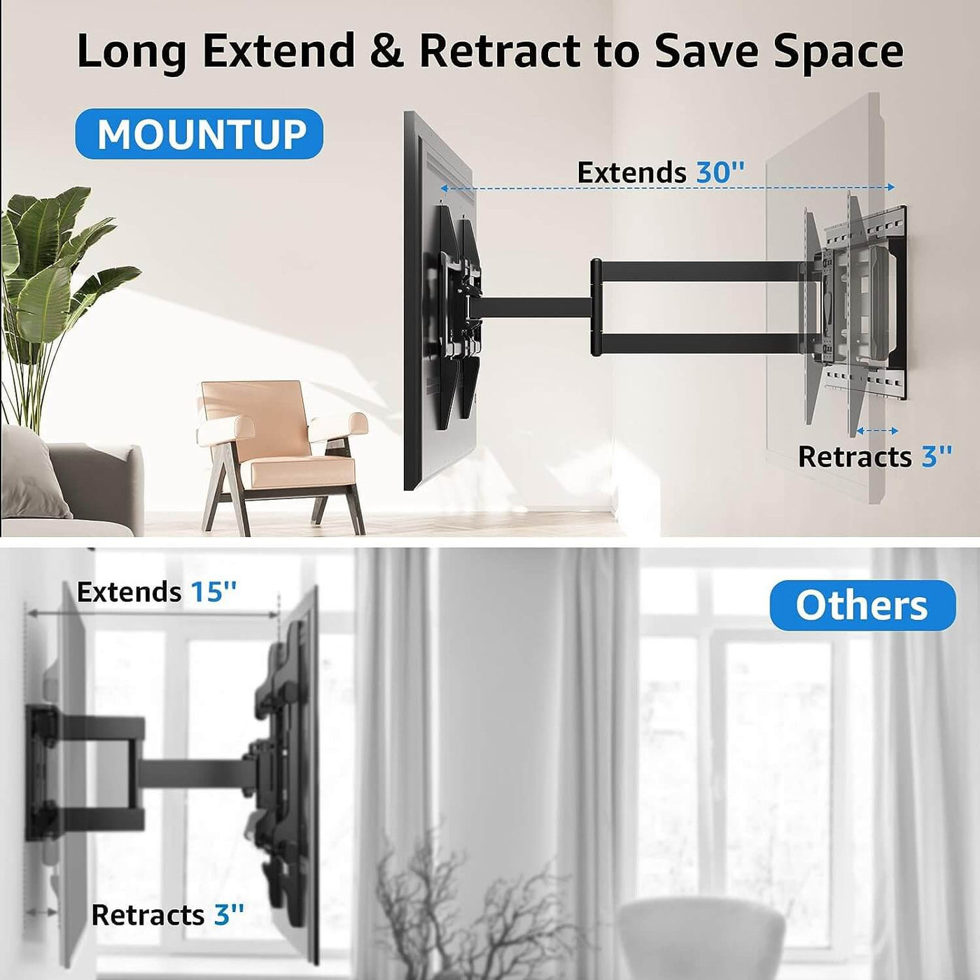 MOUNTUP Full Motion TV Wall Mount For 37"-75" TVs MU0019