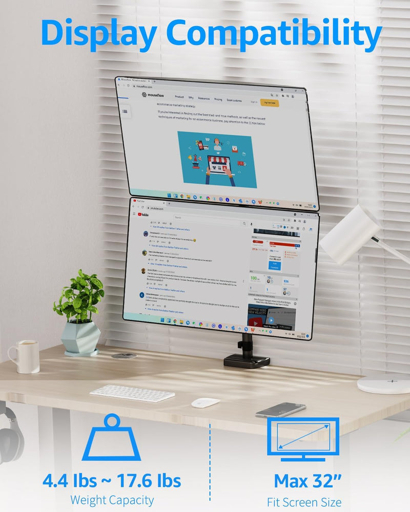 Dual Monitor Desk Mount for Max 32'' Monitors MU6012A – MOUNTUP