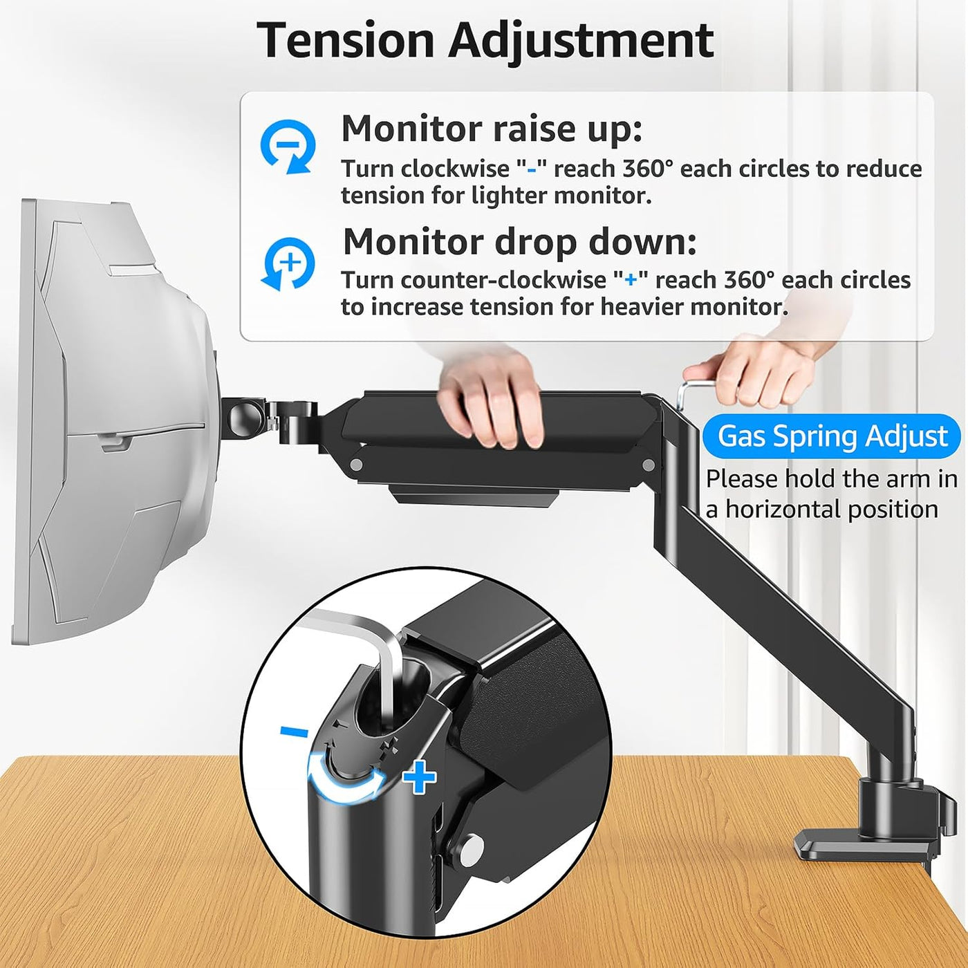 MOUNTUP Heavy Duty Monitor Arm for 49 inches, 44 lbs Curved Screens MU