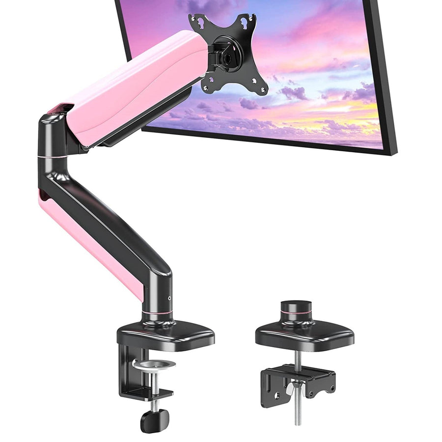 Pink Monitor Stand for Single Monitor Mount Desk - MOUNTUP