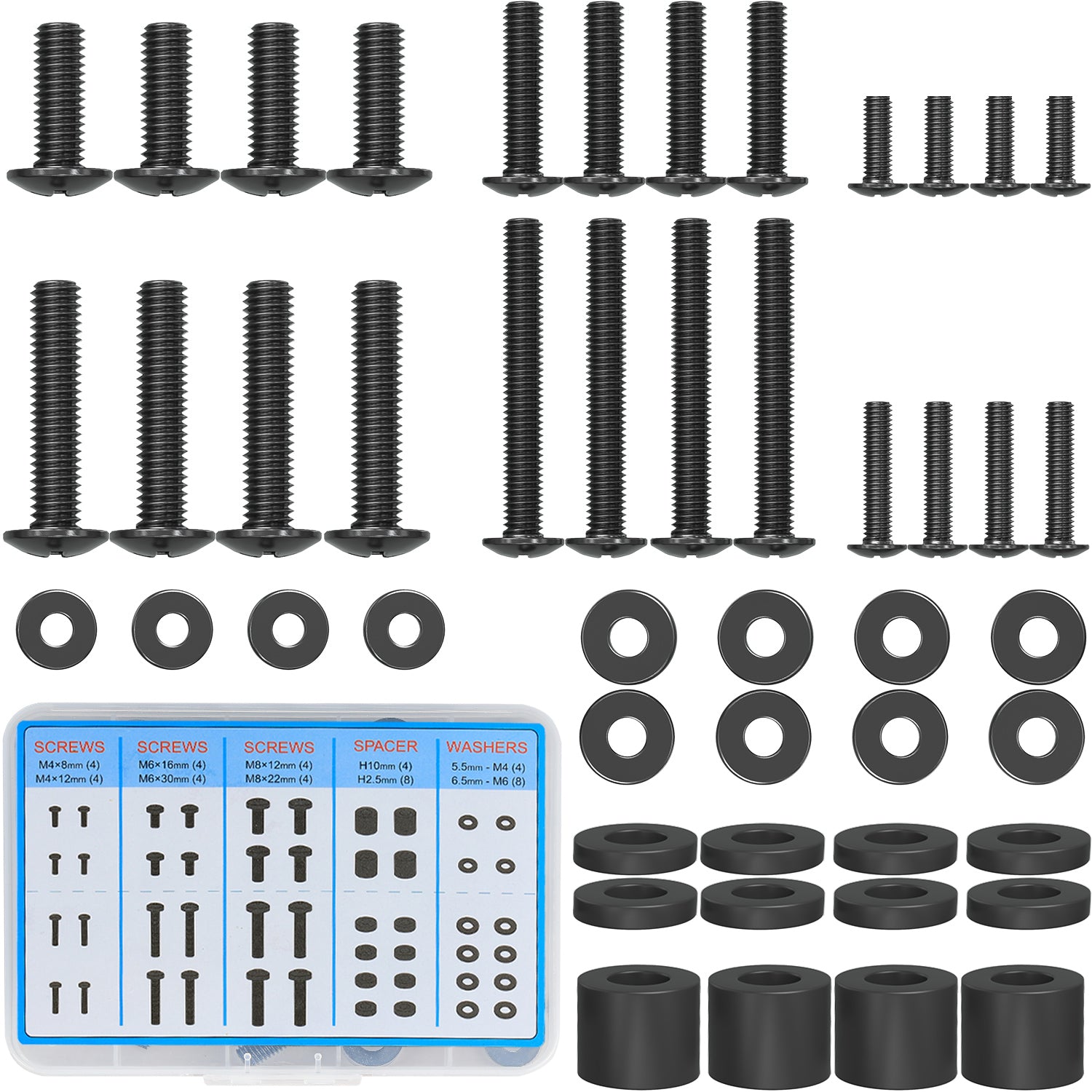 MOUNTUP Universal TV Mounting Hardware Screw Kit with Box - M4 M6 M8 S