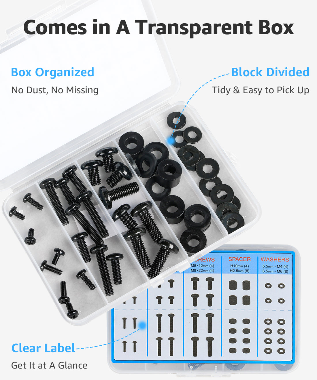 MOUNTUP Universal TV Mounting Hardware Screw Kit with Box - M4 M6 M8 S