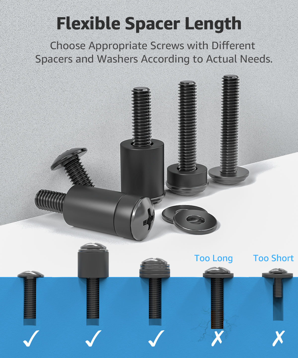 MOUNTUP Universal TV Mounting Hardware Screw Kit with Box - M4 M6 M8 S