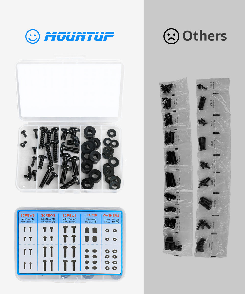 MOUNTUP Universal TV Mounting Hardware Screw Kit with Box - M4 M6 M8 S