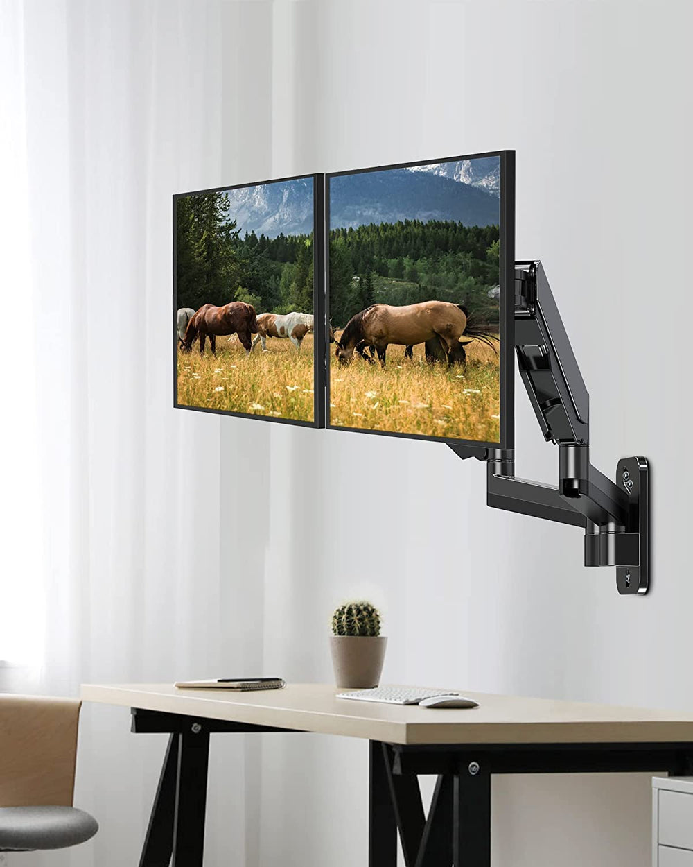 Dual Monitor Wall Mount Black for Two Monitors Max 32 inch - MOUNTUP