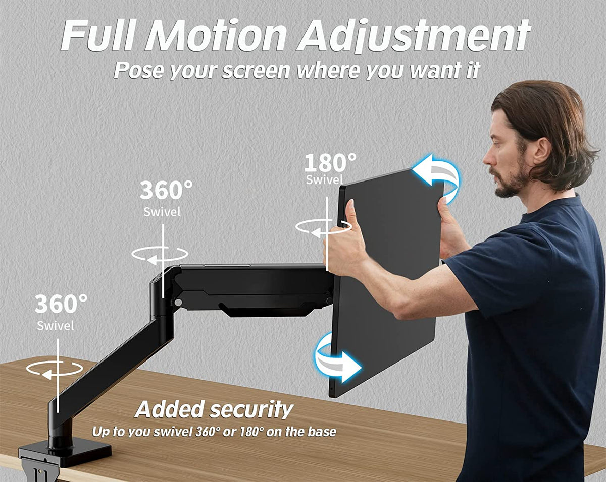 MOUNTUP Single Monitor Desk Mount With Gas Spring Arm for 42" Monitors