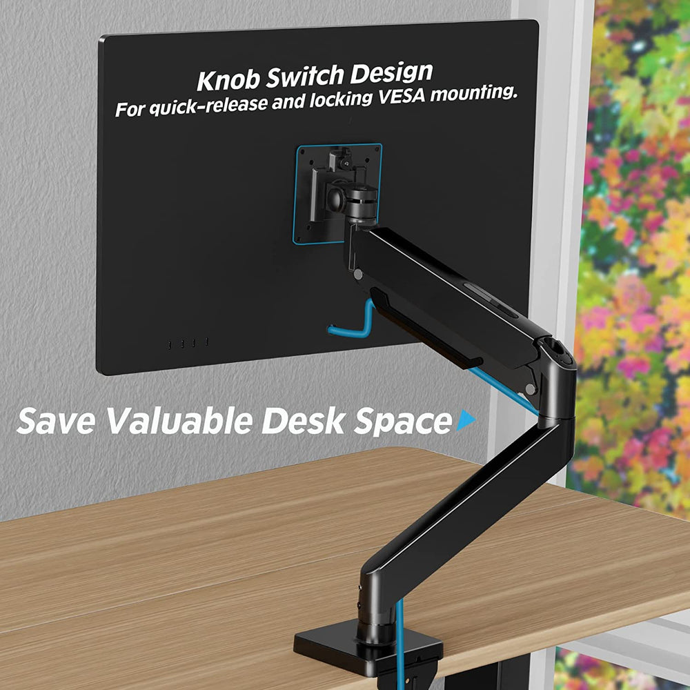 MOUNTUP Single Monitor Desk Mount With Gas Spring Arm for 42" Monitors