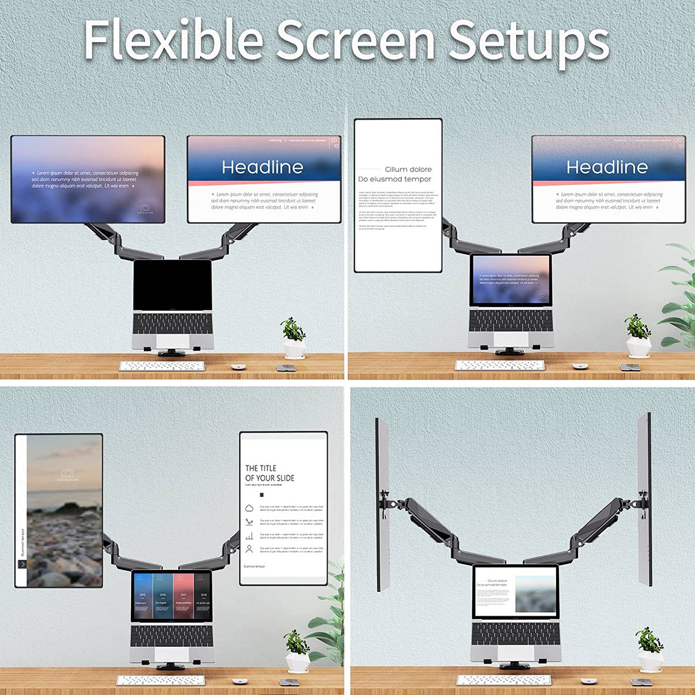Laptop and Monitor Stand for Two Monitor 32 inch & Laptop 17 inch – MOUNTUP