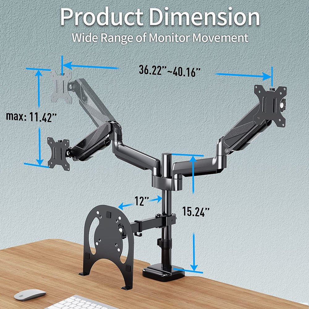 MOUNTUP Dual Monitor and Laptop Stand for Max 32" Monitor & 17" Laptop