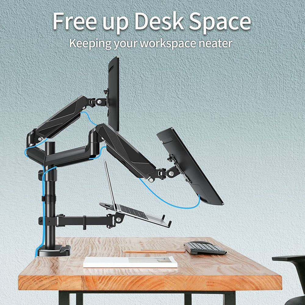 MOUNTUP Dual Monitor and Laptop Stand for Max 32" Monitor & 17" Laptop