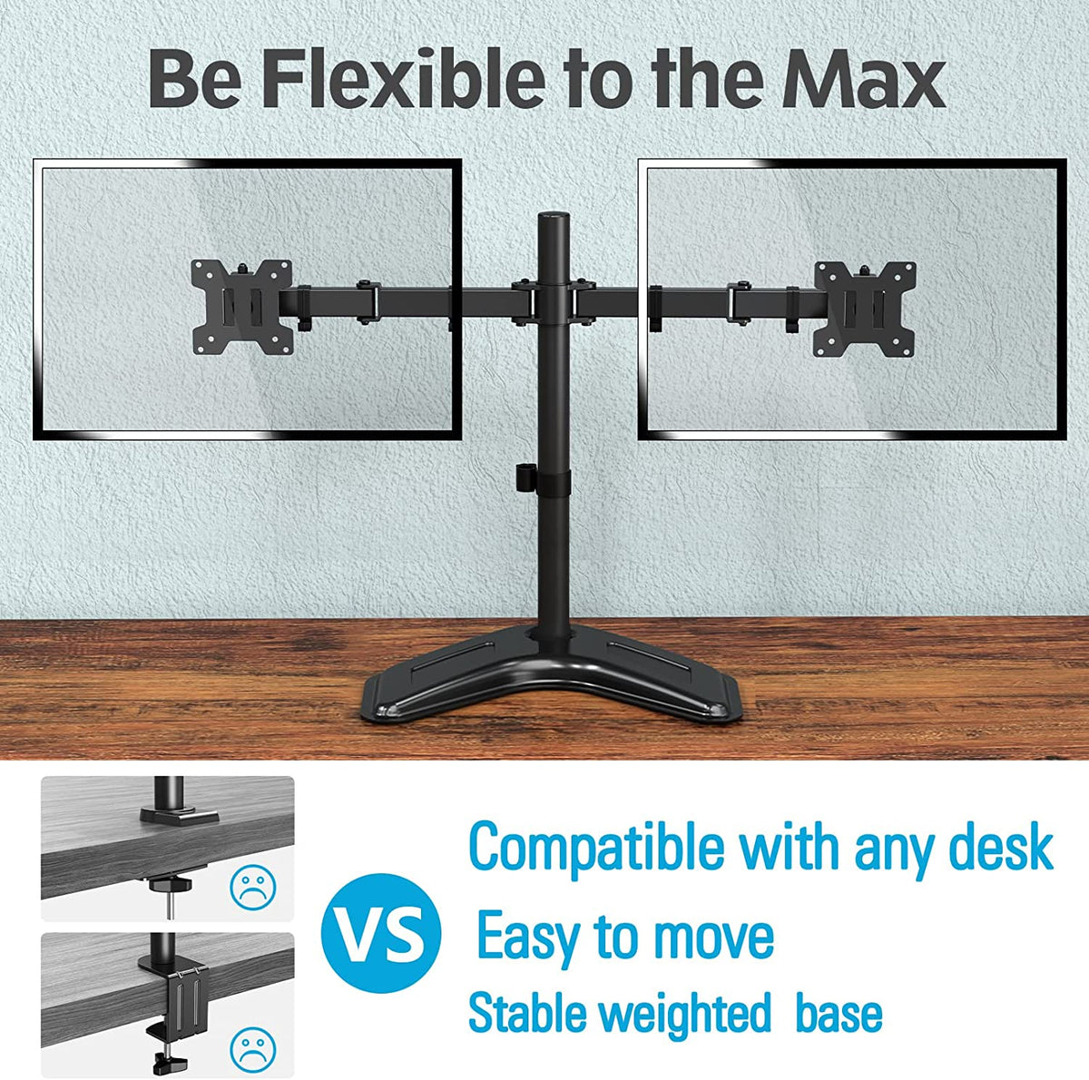 MOUNTUP Dual Monitor Desk Stand for 13''- 27’’ Monitors MU1004