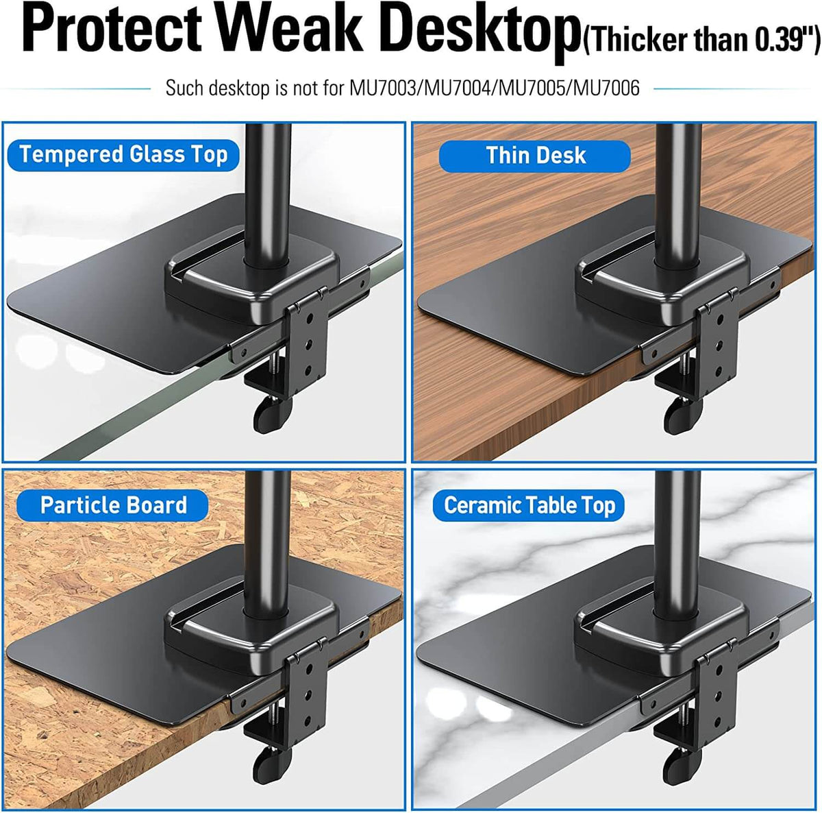 Monitor Arm Reinforcement Plate Desk Protect - MOUNTUP