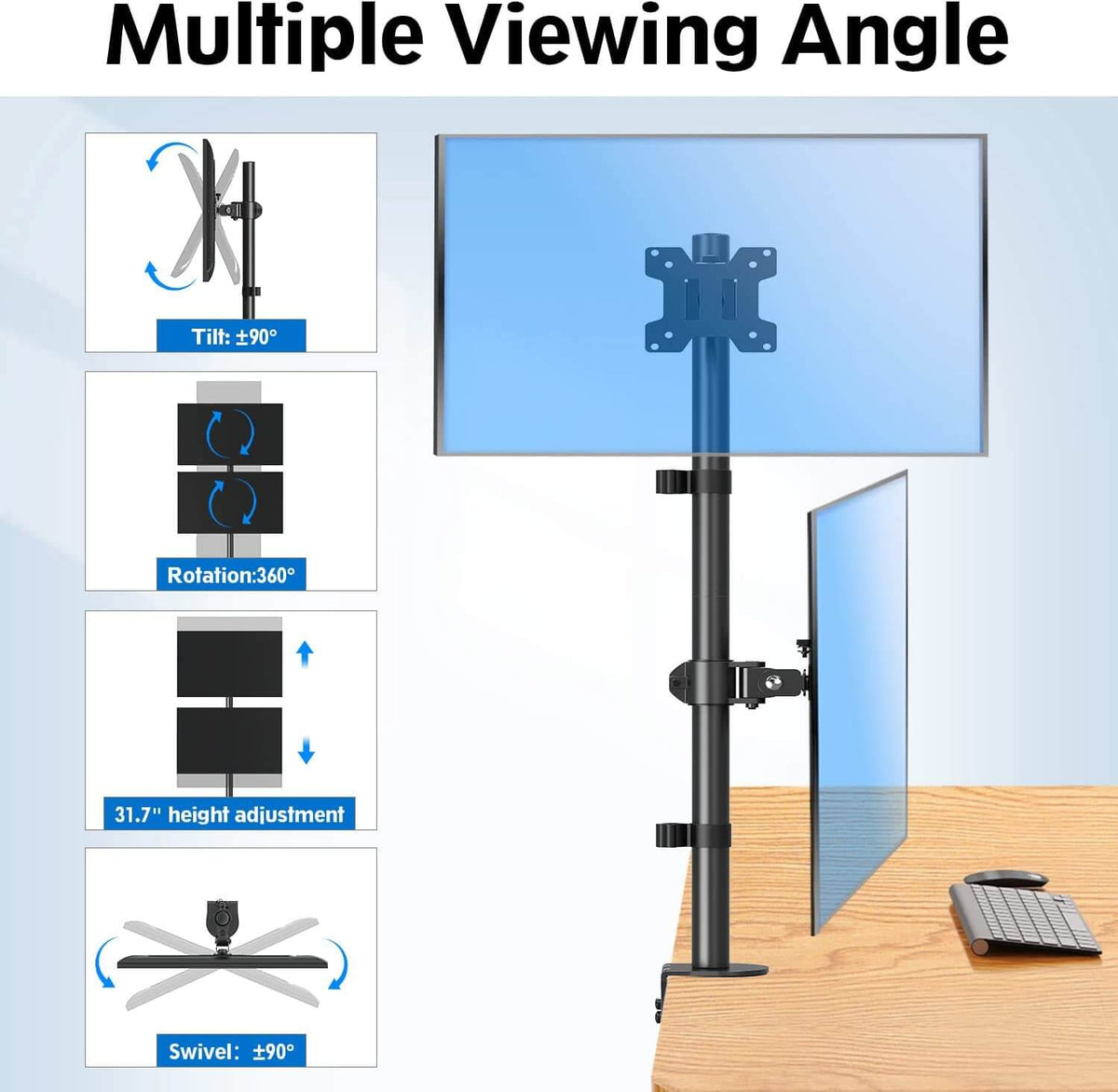 MOUNTUP Vertial Dual Monitor Desk Mount for Max 32'' Monitors MU3004